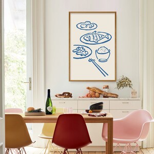 Chinese Dinner Printable Wall Art, Modern Style Foodie Illustration ...