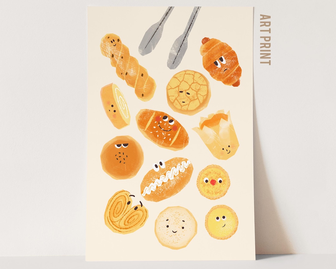 Cute Bakery Food Illustrated A2 Wall Art, Food Poster, Unique Gift ...