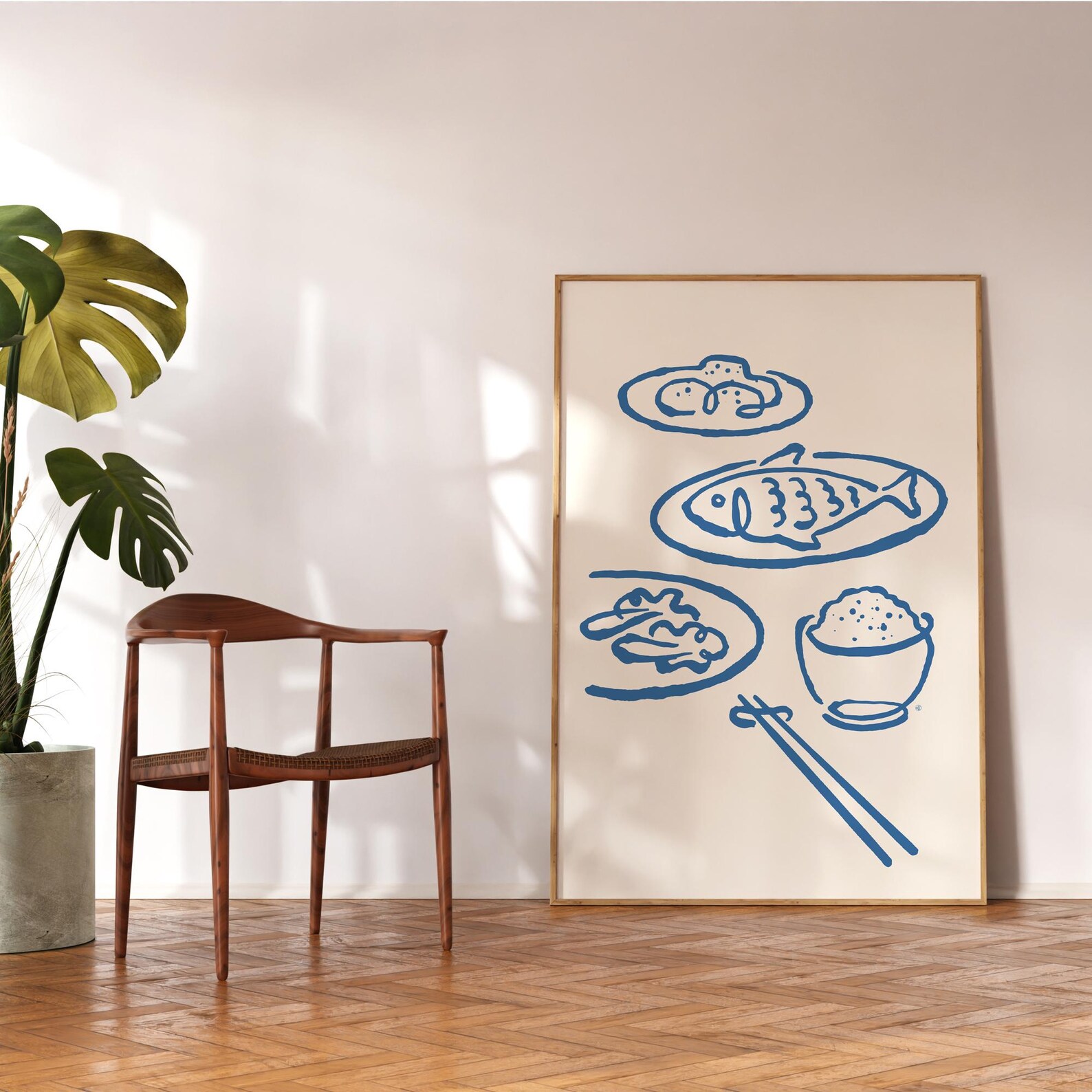 Chinese Dinner Wall Art Print, Modern Style Foodie Illustration ...