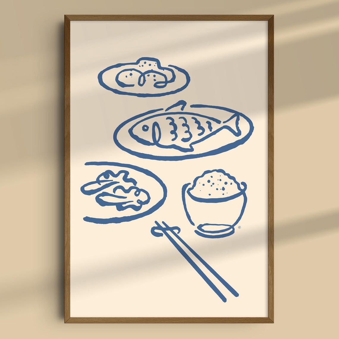Chinese Dinner Wall Art Print, Modern Style Foodie Illustration ...