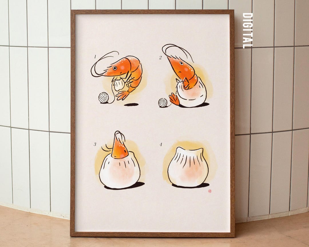 Dim Sum Har Gow Transformer Shrimpy Food Illustrated Wall Art Modern ...