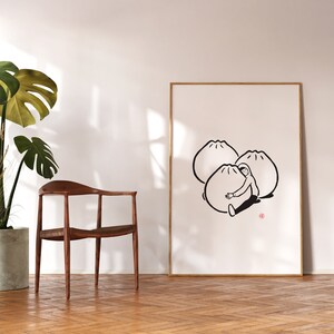Dumpling Hug Wall Art, Black and White Modern Style, Foodie Poster ...