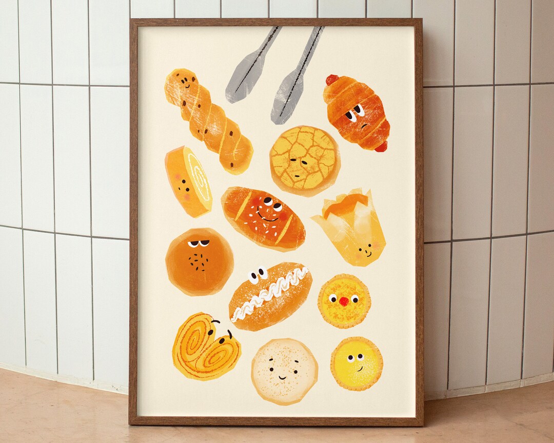 Cute Bakery Food Illustrated Wall Art Modern Style Food - Etsy