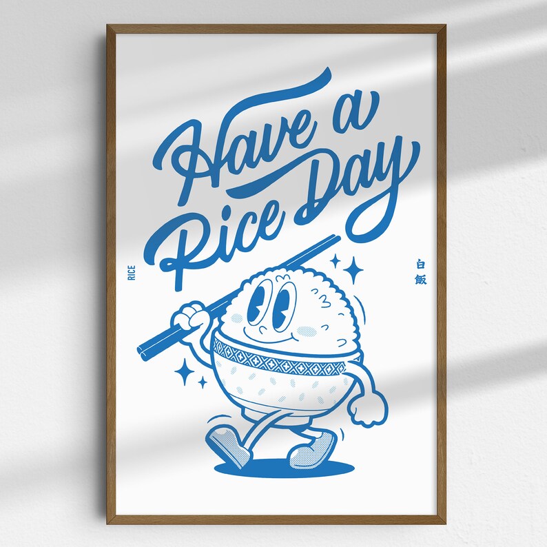 Have a Rice Day Art Print: Whimsical Kitchen Decor - Etsy