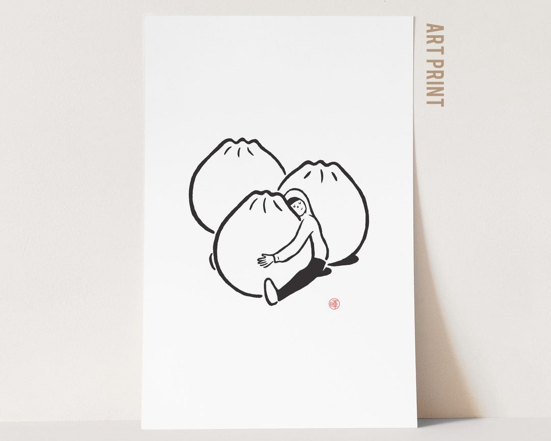 Dumpling Hug Wall Art, Black and White Modern Style, Foodie Poster ...