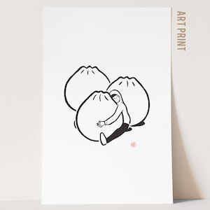 Dumpling Hug Wall Art, Black and White Modern Style, Foodie Poster ...
