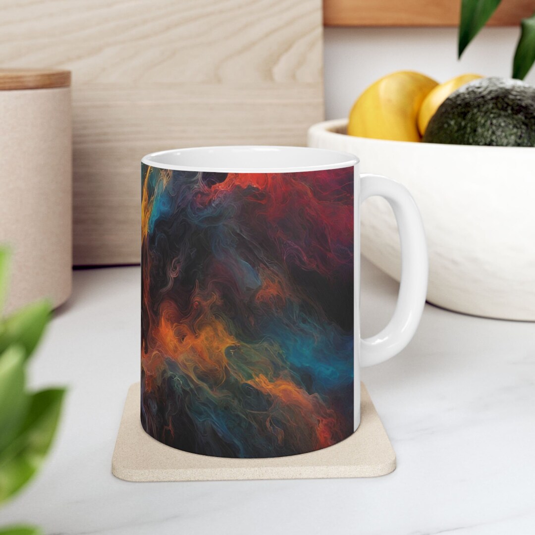 Vibrant Smoke Effect Mug - Unique Colorful Coffee Cup - Ceramic Mug ...