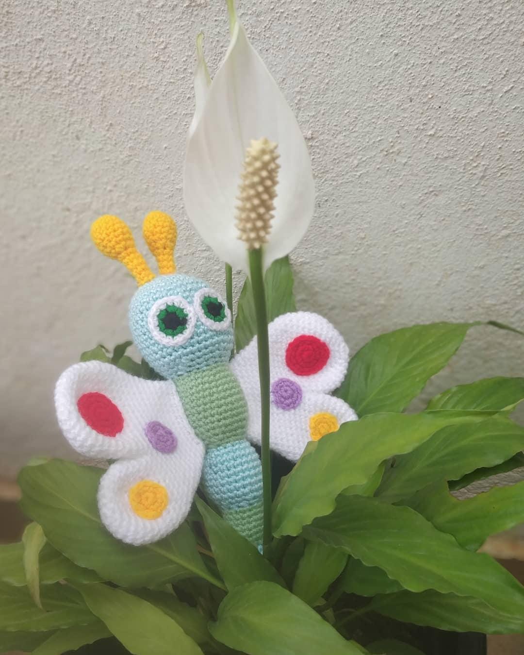 Eco-friendly Crochet Butterfly Infant Rattle – Handmade Baby Toy - Etsy