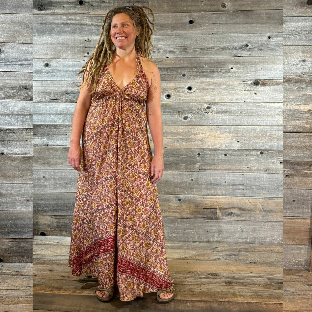 TRANQUIL MAXI DRESS Recycled Sari Silk Maxi Dress - Etsy