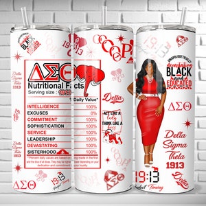 Delta Sigma Theta 20oz Skinny Tumbler, Sorority Gift, Birthday Gift ...