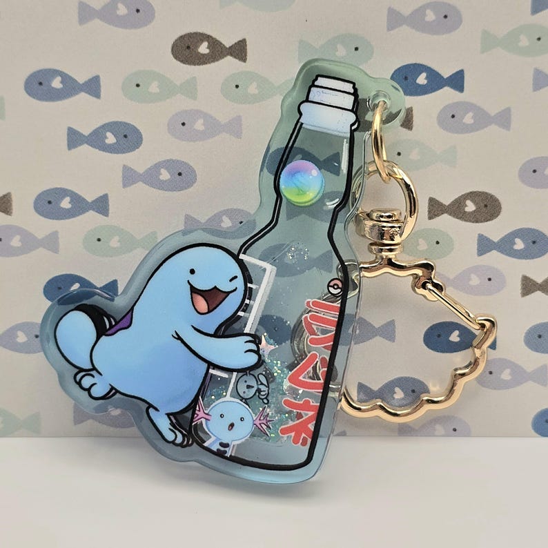 Wooper Quagsire Ramune Liquid Glitter Shaker Keychain - Etsy