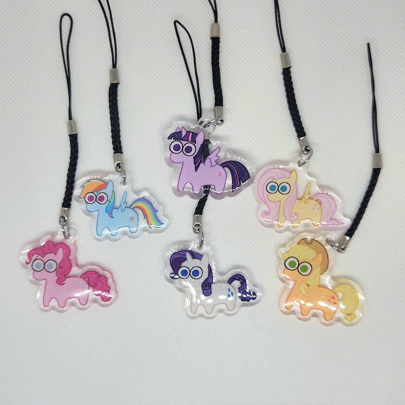 MLP Glittery Epoxy Acrylic Phone Charm Keychains My Little Pony ...