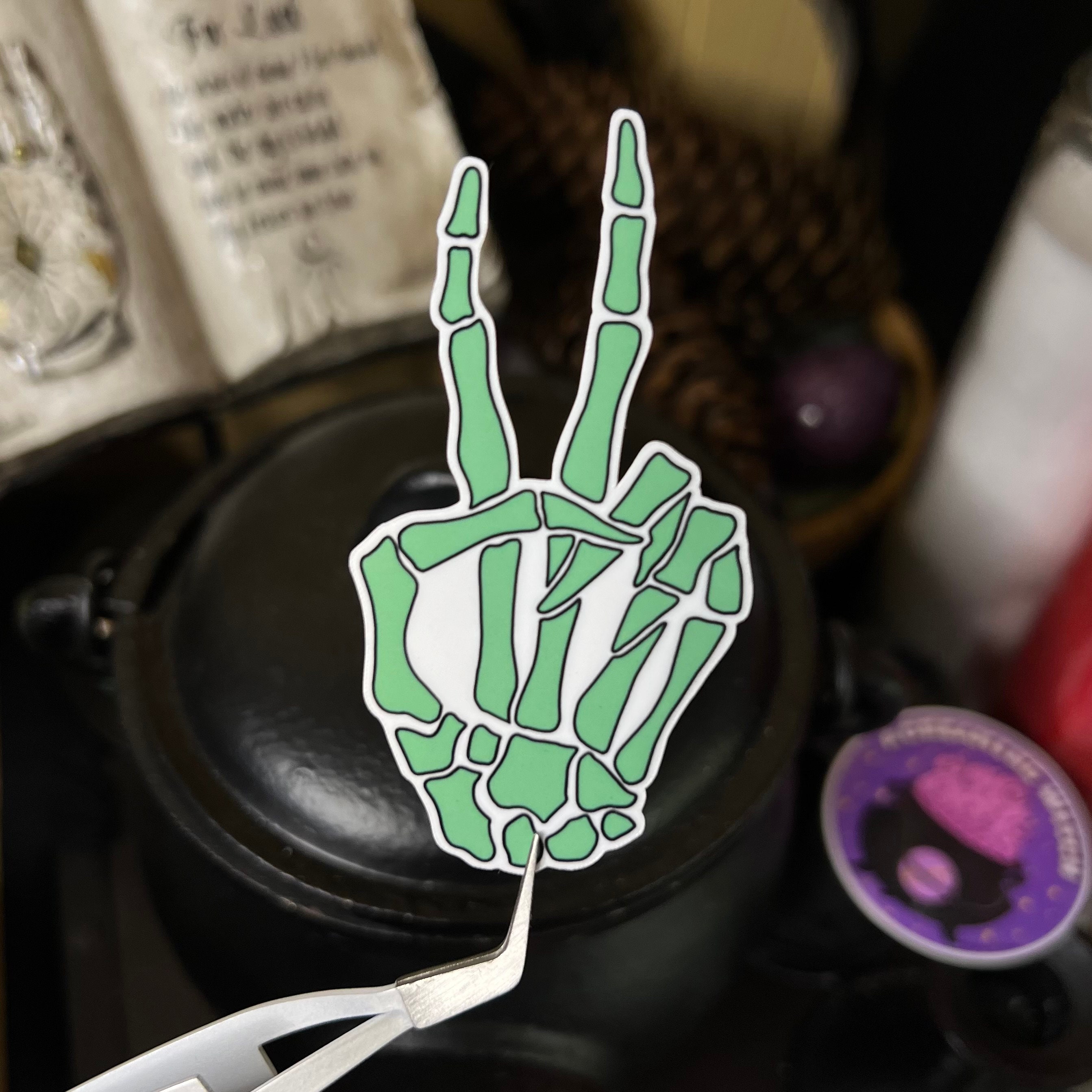 Skeleton Hand Peace Sign | Multiple Colors & Sizes | Glossy Vinyl ...