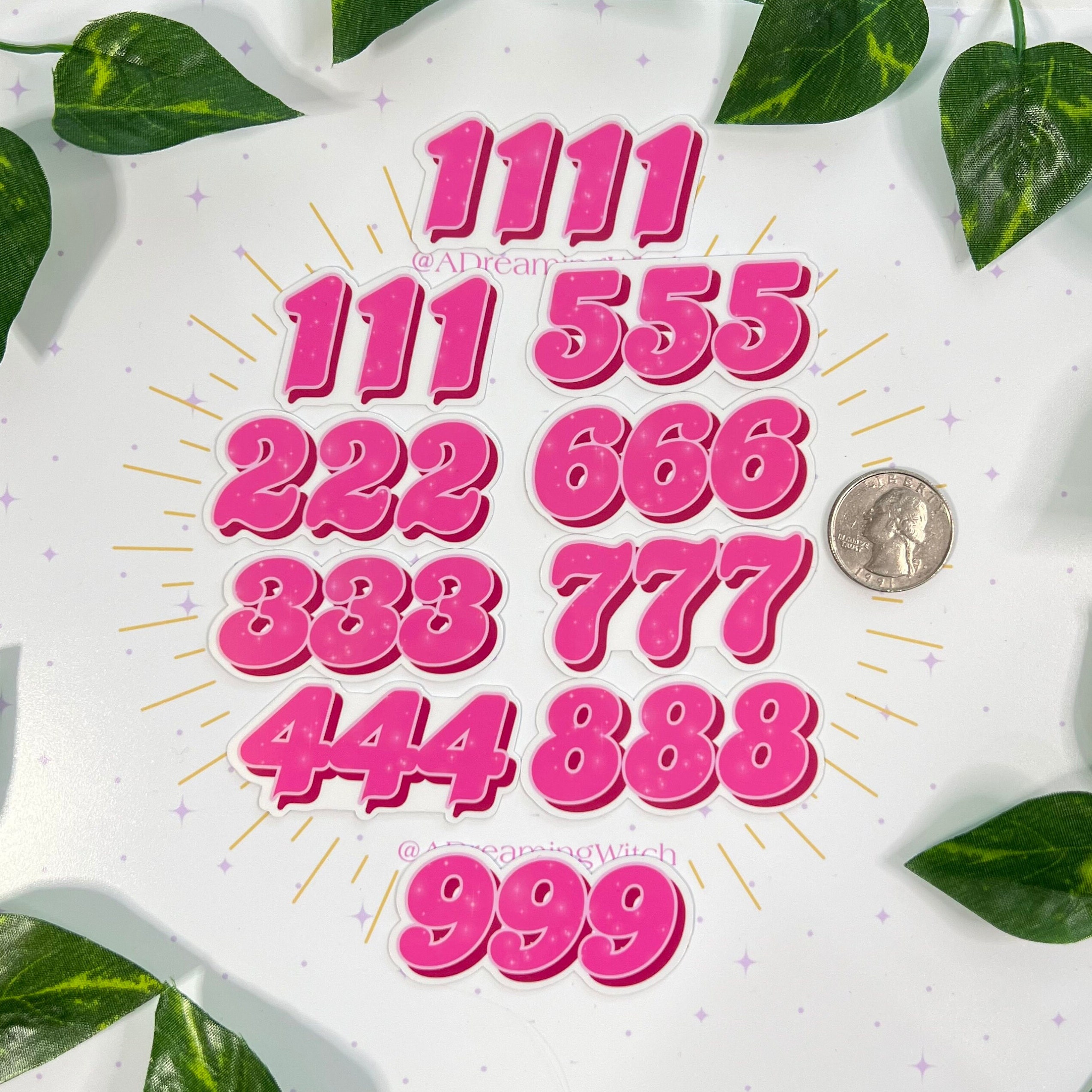 Cute Angel Numbers | Waterproof Glossy Stickers | 111 222 333 444 555 ...