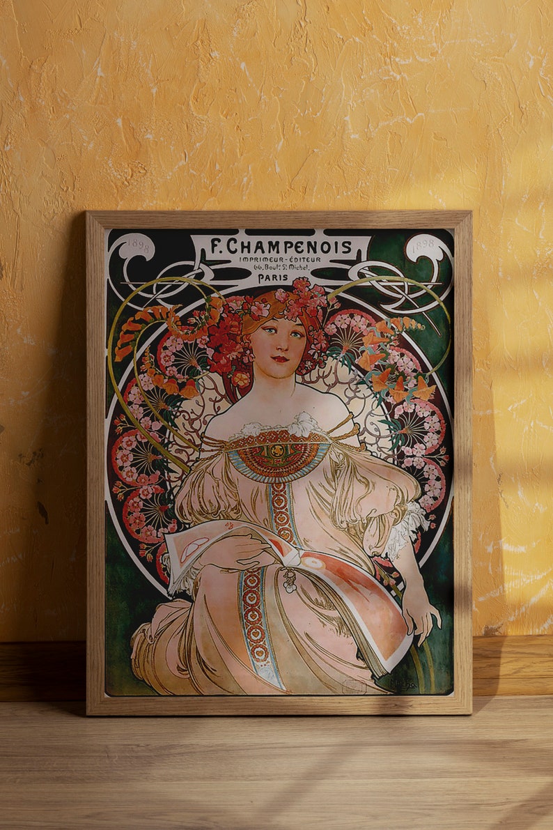 Alphonse Mucha Poster Art Nouveau Canvas 1897, Framed and Gallery ...