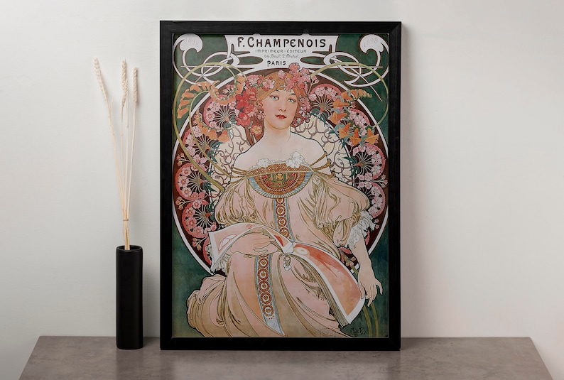 Alphonse Mucha Poster Art Nouveau Canvas 1897, Framed and Gallery ...