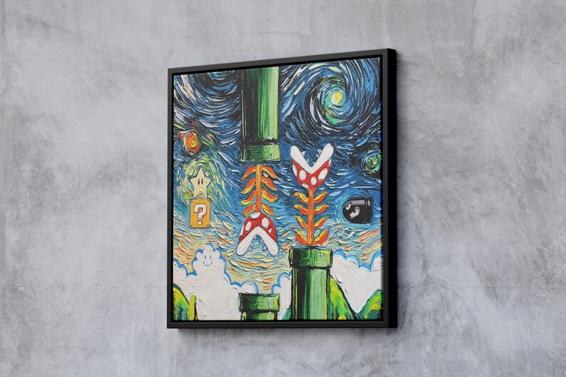Van Gogh Style Mario Painting Super Mario Wall Art Mario - Etsy