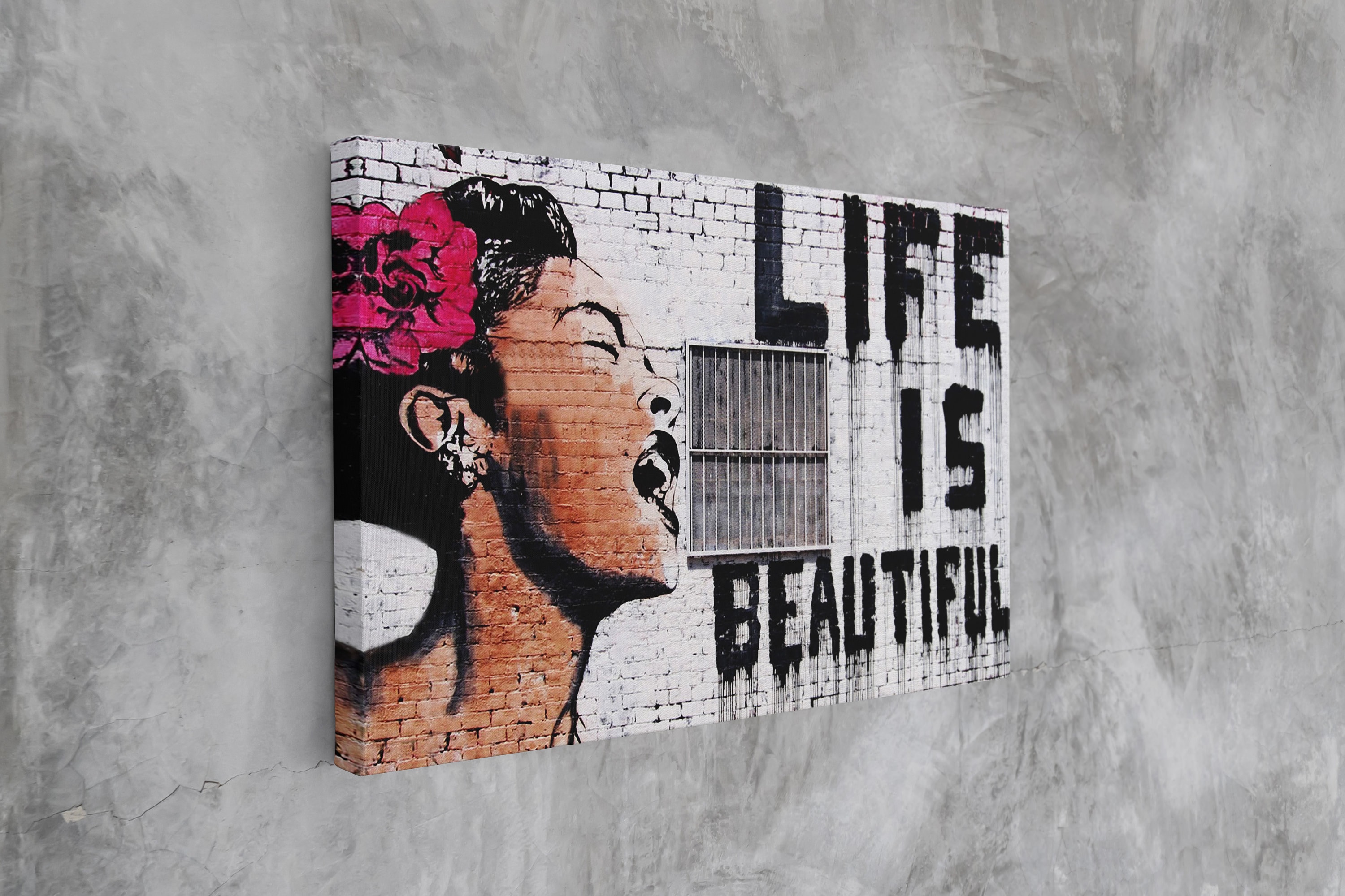 Life is Beautiful, Banksy Painting Canvas Wall Art, Banksy Artwork ...