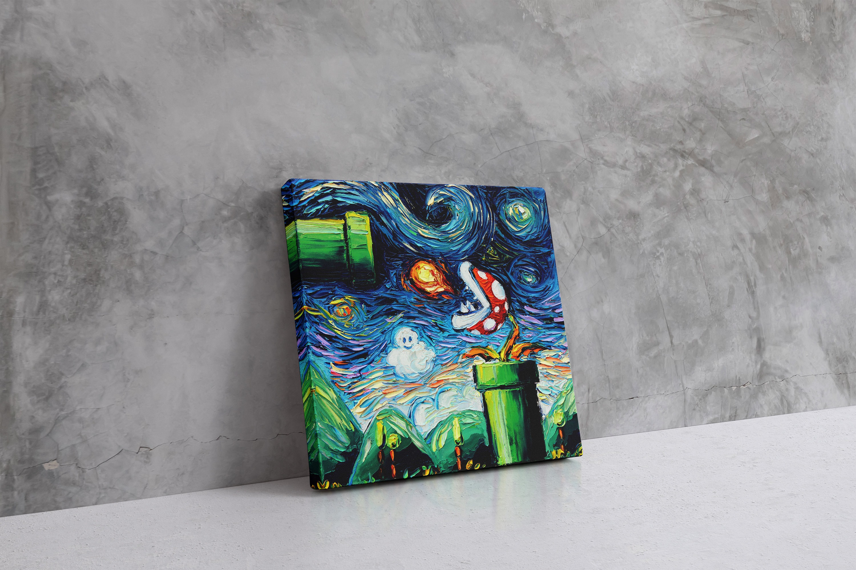 Van Gogh Mario Canvas, Super Mario Canvas, Modern Mario World Printed ...
