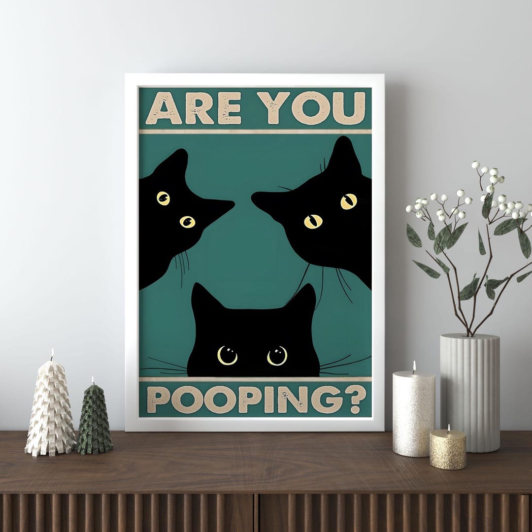 Are You Pooping Poster, Cat Wall Decor, Funny Animal Print Poster, Wall ...