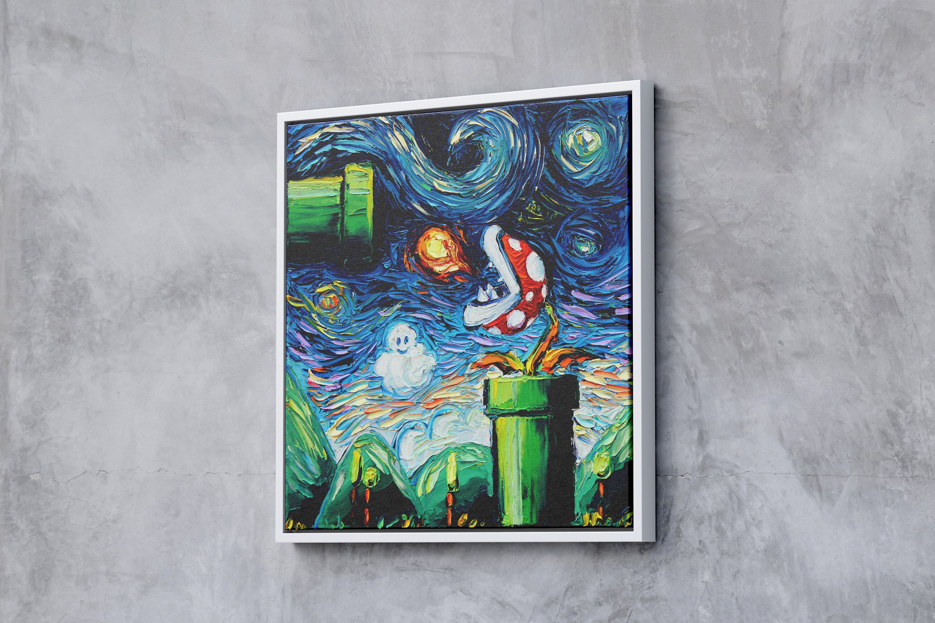 Van Gogh Mario Canvas, Super Mario Canvas, Modern Mario World Printed ...