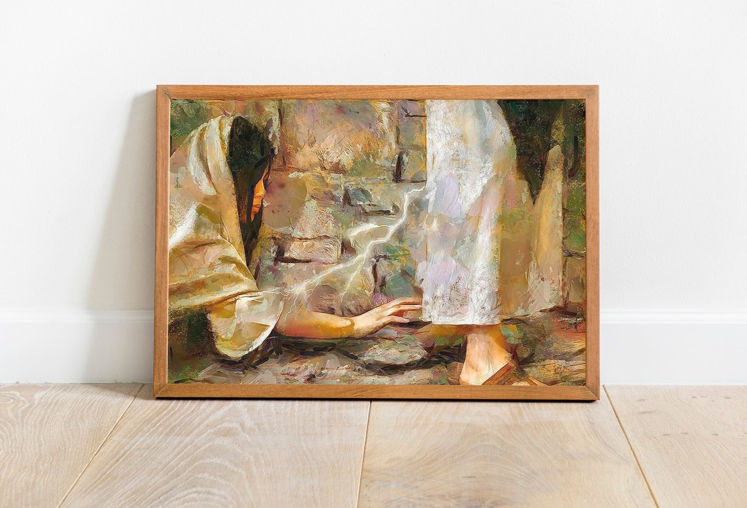 Touching the Hem of Jesus’s Garment Poster Canvas, Jesus Canvas Wall ...