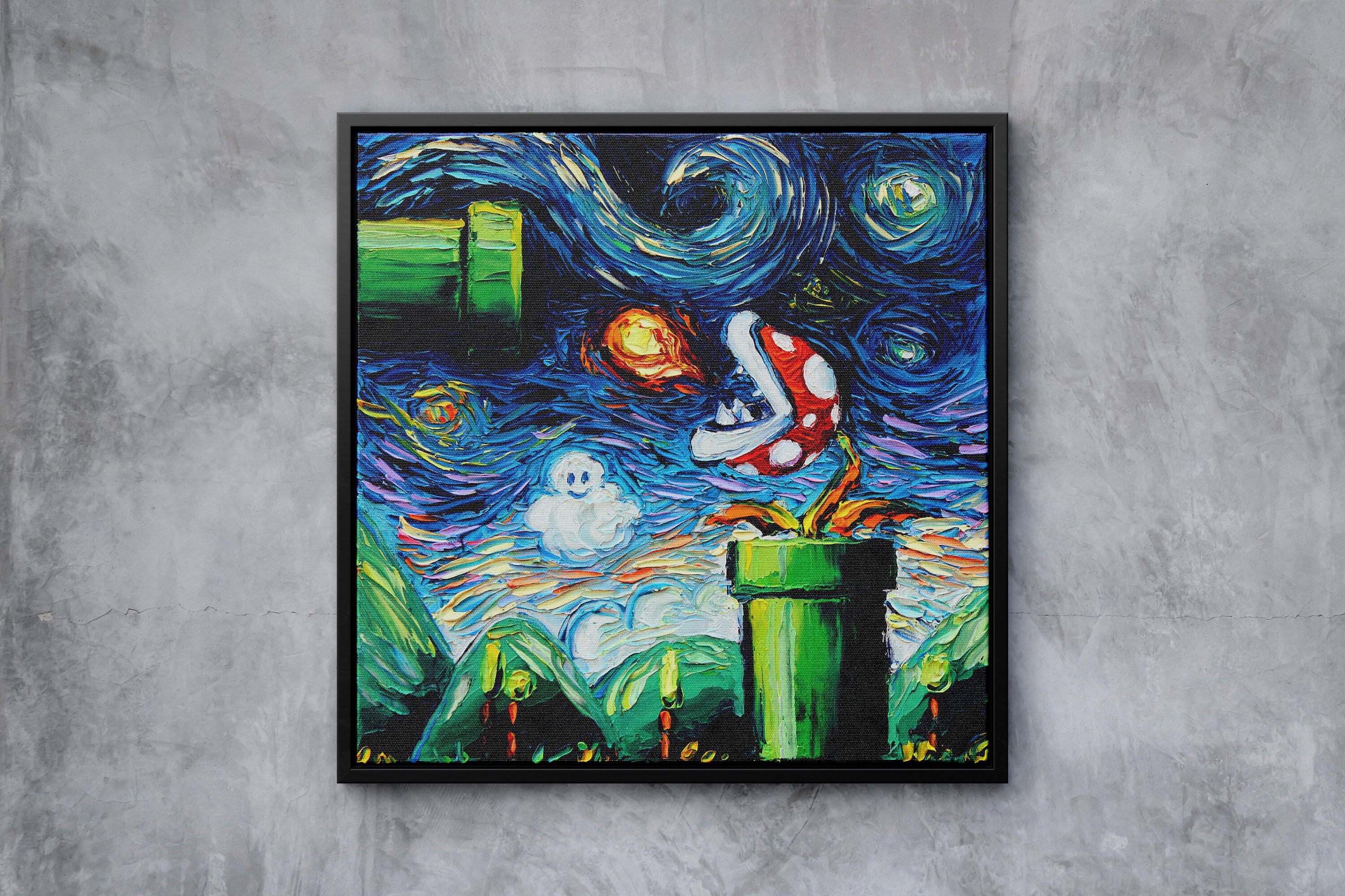 Van Gogh Mario Canvas, Super Mario Canvas, Modern Mario World Printed ...