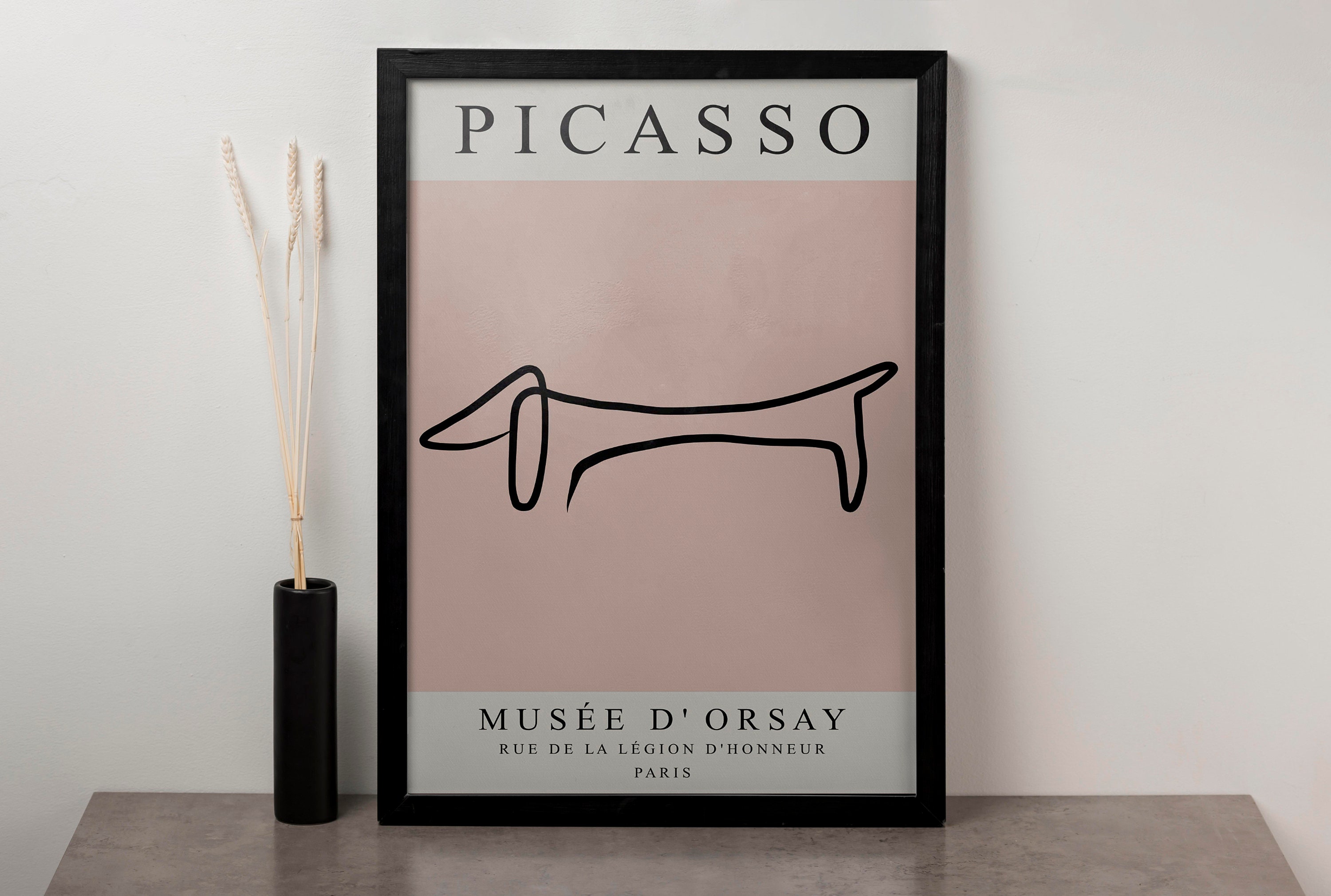 Picasso Dog, Exhibition Vintage Line Art Poster, Framed Picasso Art ...