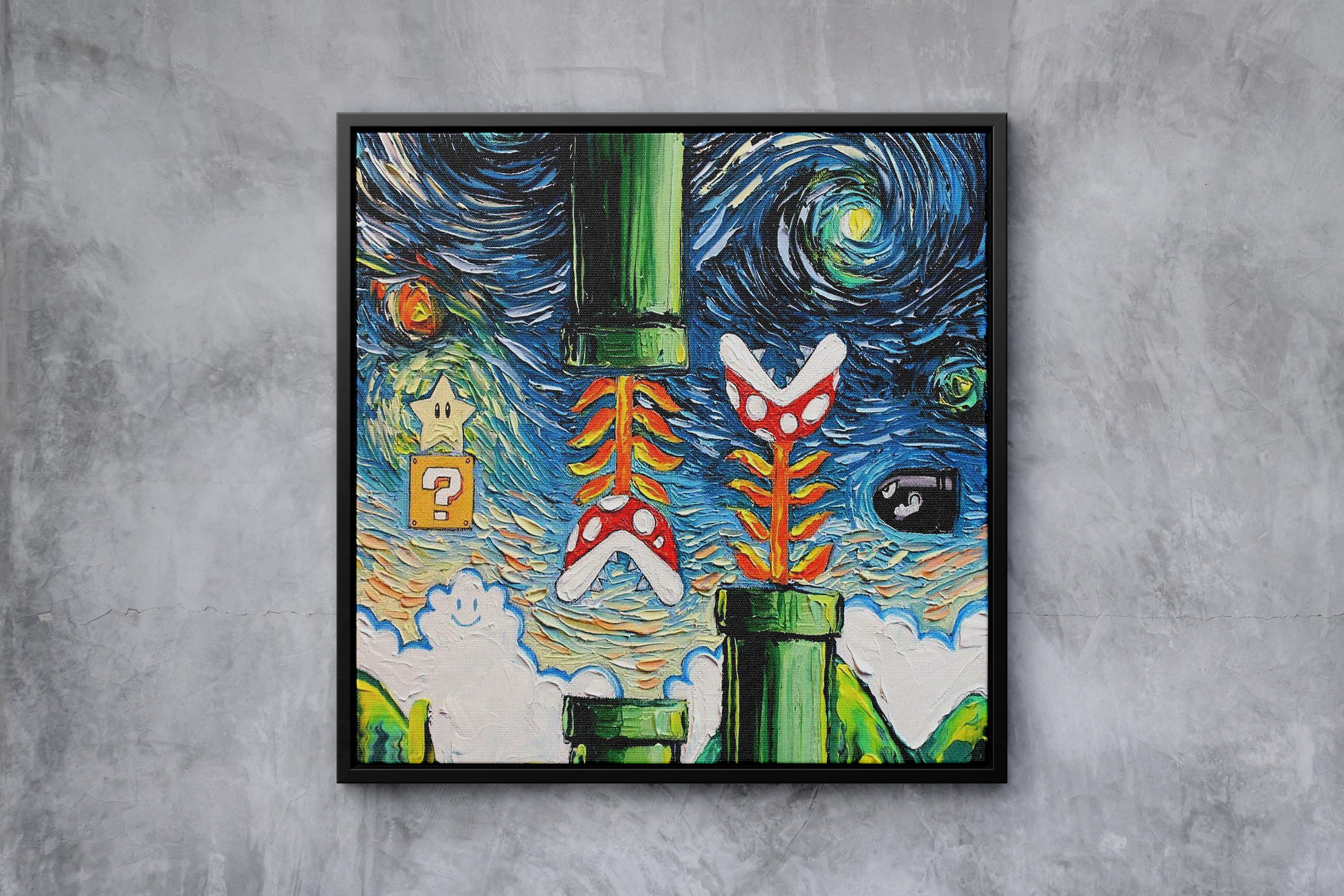 Van Gogh Style Mario Painting Super Mario Wall Art Mario - Etsy