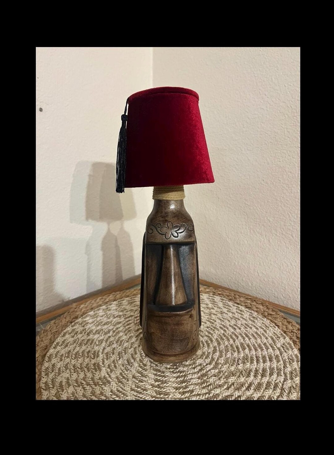 Tiki Moai Table Top Lamp With Fez Hat - Etsy