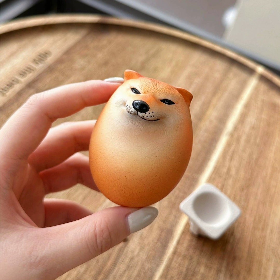 Creative Shiba Inu Realistic Egg Shape Resin Desk Decor, Desk Ornament ...