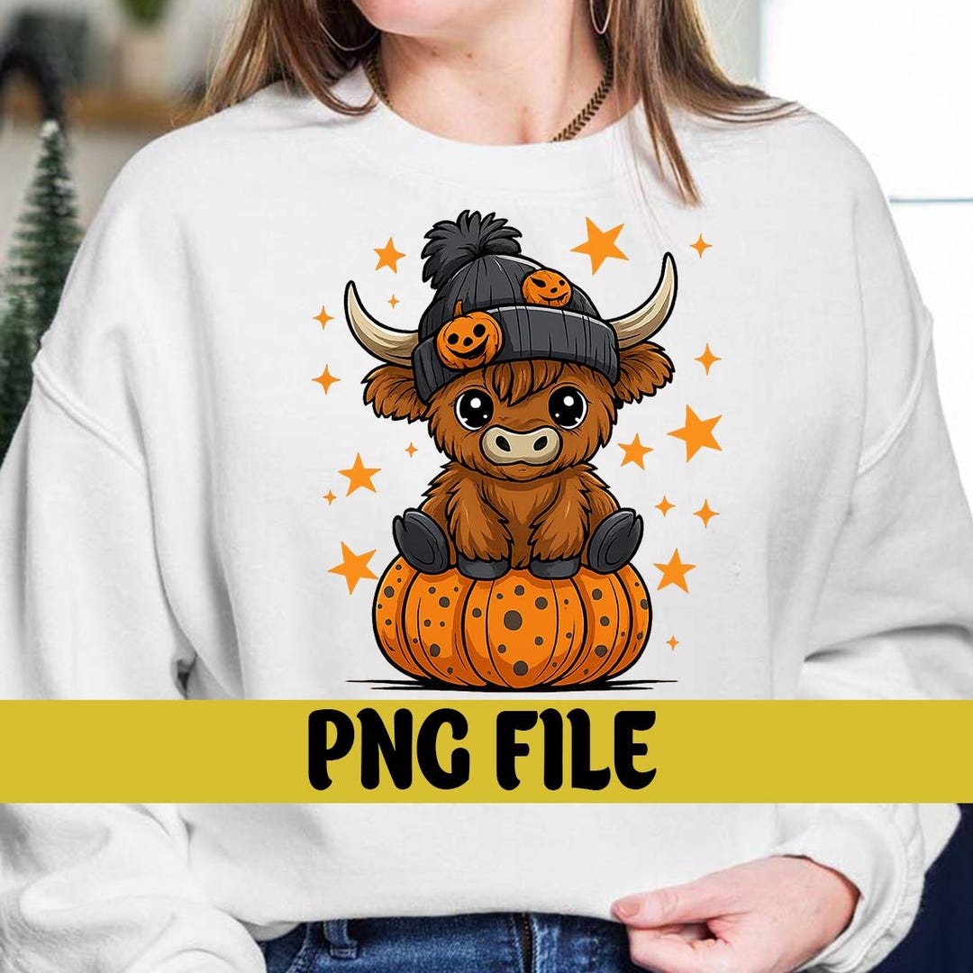 Retro Halloween Highland Cow PNG, Funny Moo I Mean Boo Fall Cow, Cute ...