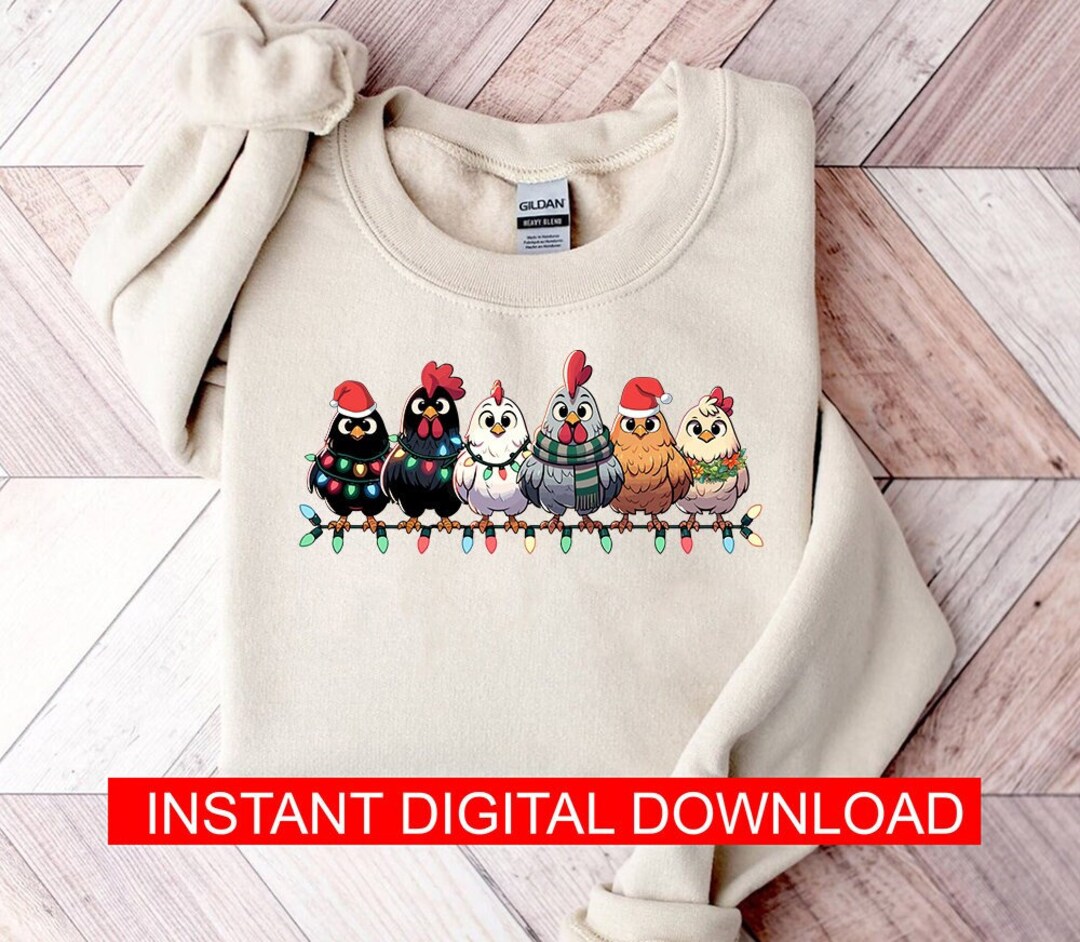 Chicken Christmas Lights Svg, Christmas Sublimation Design, Chicken ...