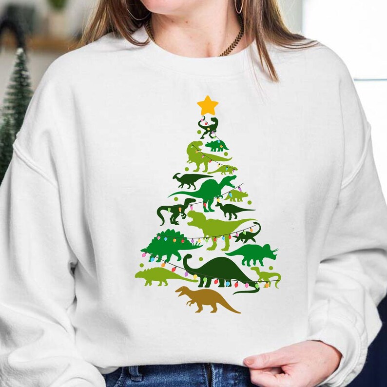 Merry Dinomas PNG, Dinosaur Christmas Tree Sublimation, Funny Dino ...