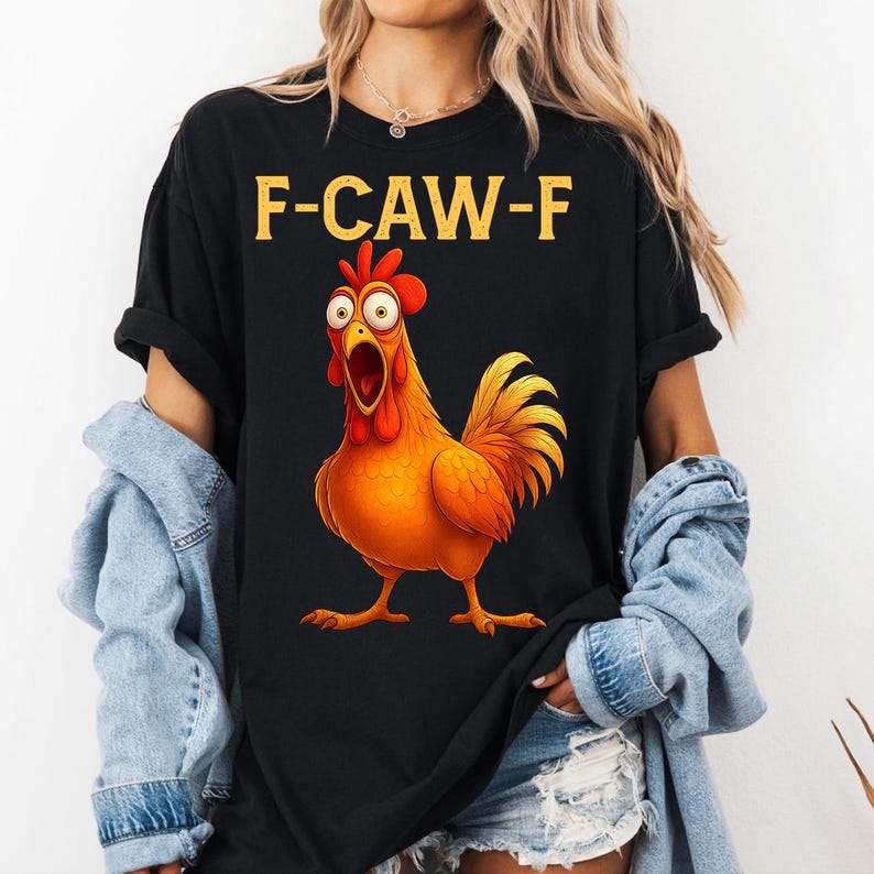 F-caw-f Chicken PNG, Funny Screaming Rooster Meme Art, Sarcastic Farm ...