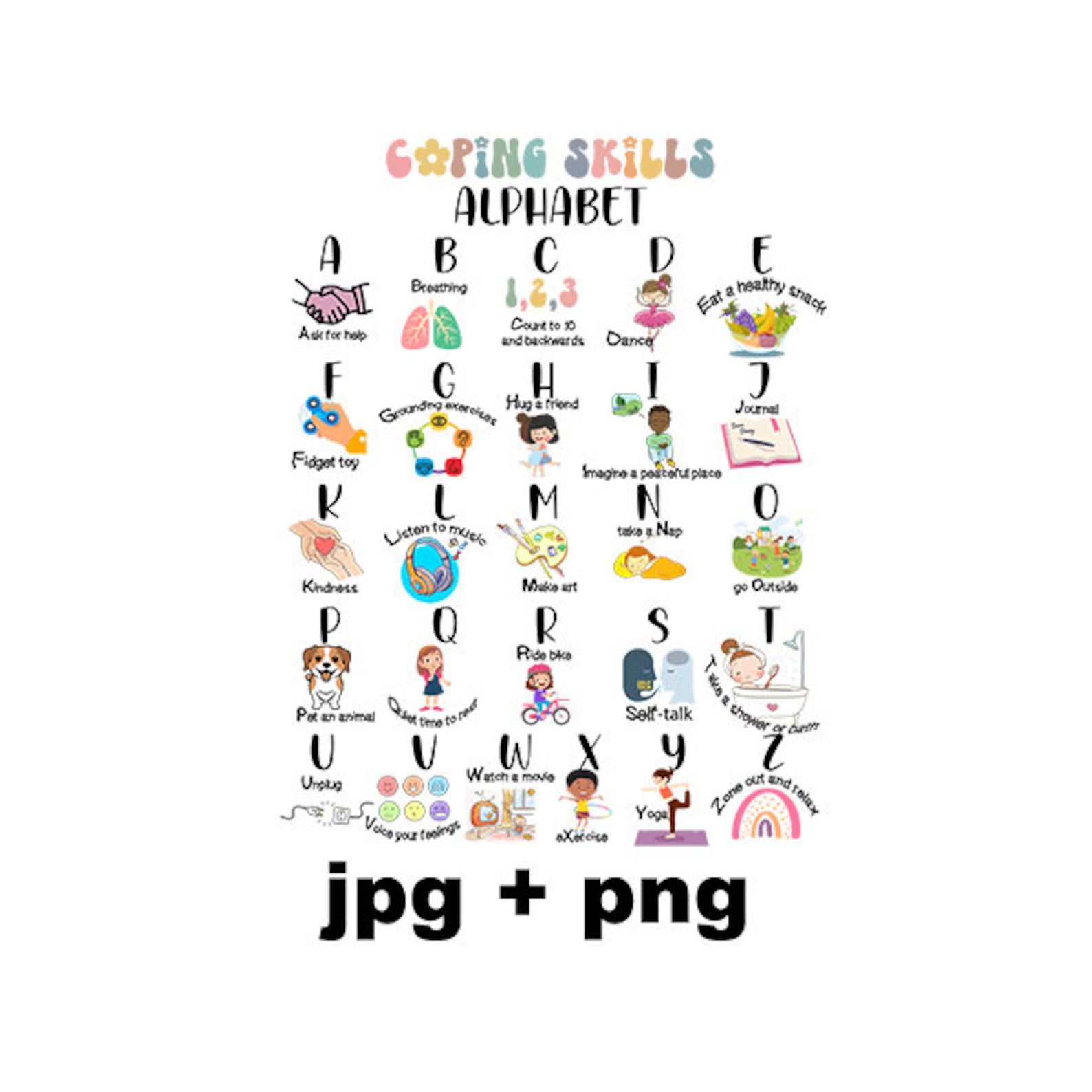 Coping Skills Alphabet Png, ABC Coping Skills, Grounding Exercises for ...