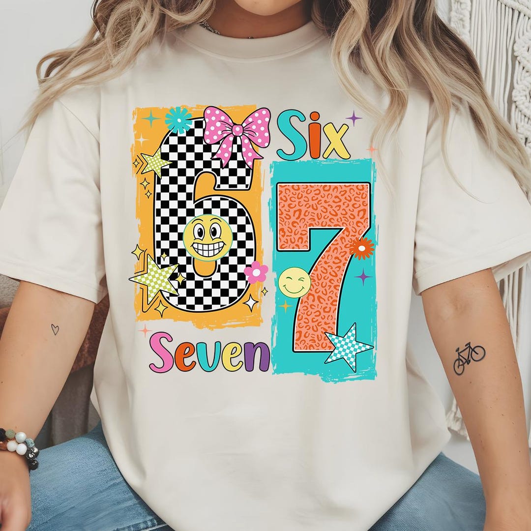 Six Seven Funny PNG, Funny 6 7 PNG, Viral Meme Design, Trendy 67 Smiley ...
