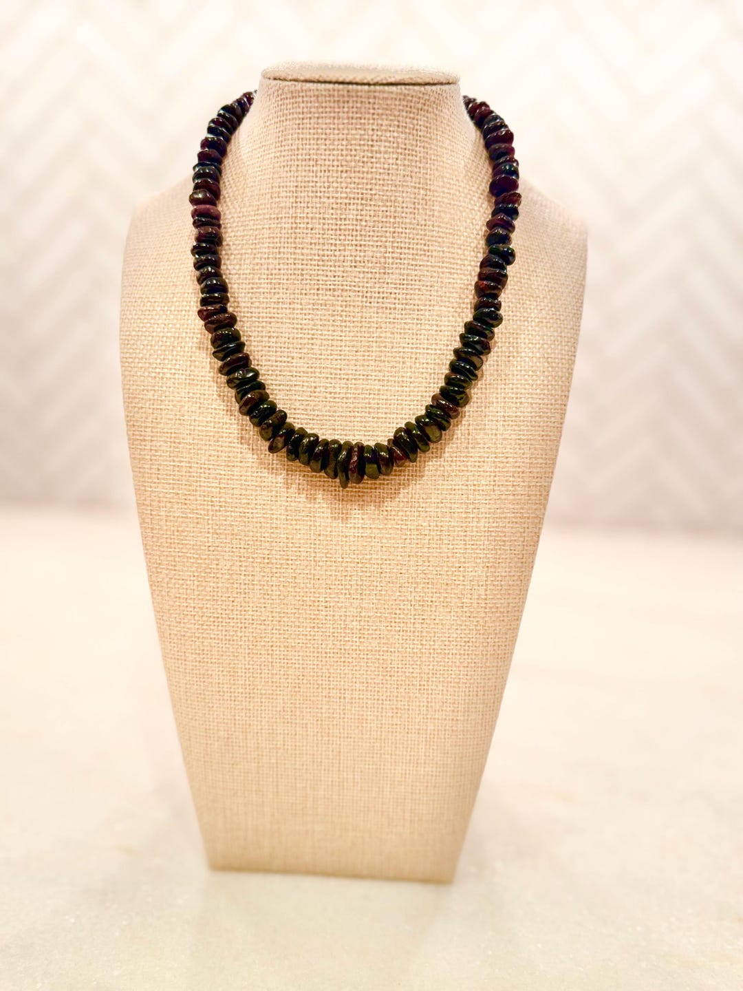 Handmade Graduated Red Garnet Gemstone Nugget Beaded Necklace | Gifts ...