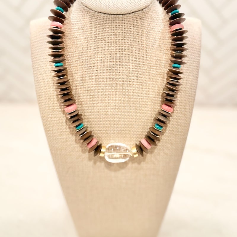 Wood Coral Bar Necklace - Etsy