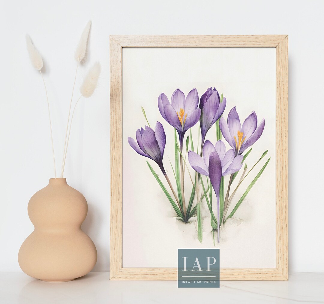 Crocus Botanical Art Print Digital Download Floral Wall Print ...