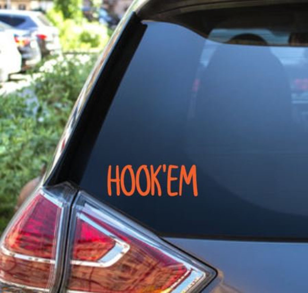 Hook' Em Longhorn Vinyl Decal, Longhorn Computer Decal, Longhorn Cup ...