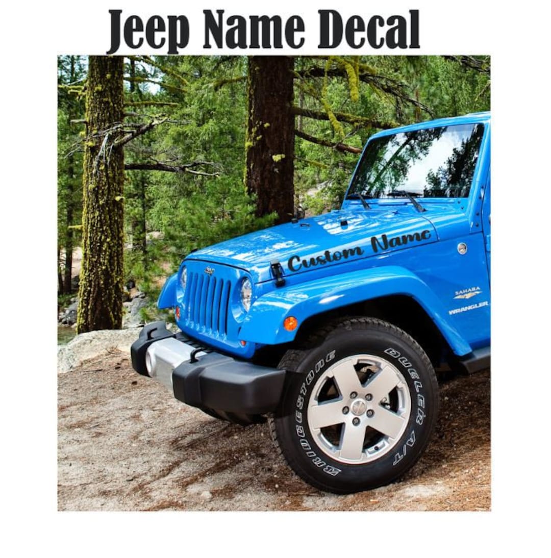 Set of 2 Jeep Name Decal, Hood Decal, Custom Name Text, Car Vinyl, Hood ...