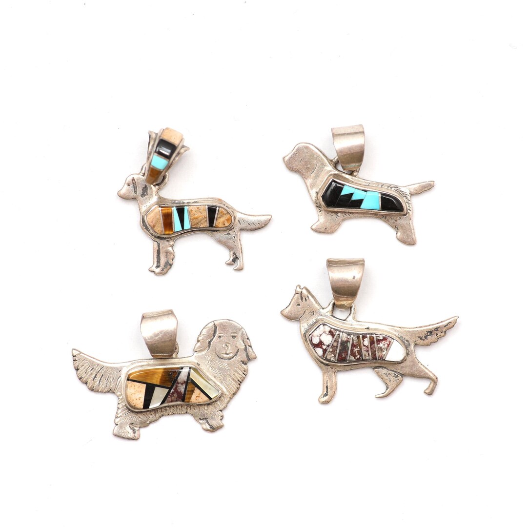 Navajo Inlay Dog Pendants - Etsy