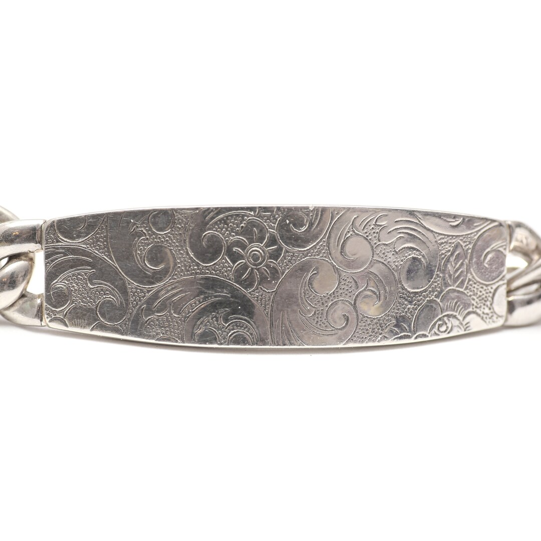 Sterling Silver Engraved ID Bracelet - Etsy