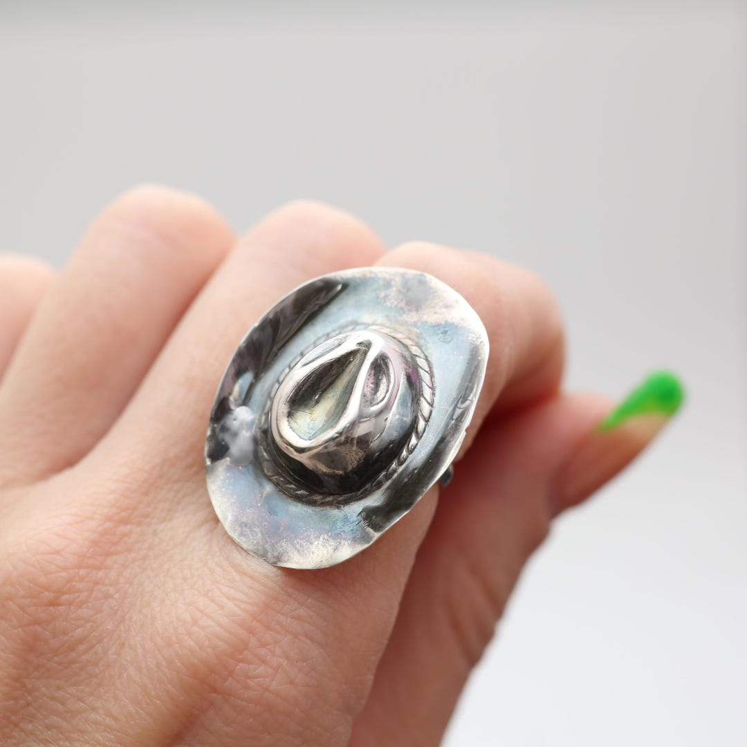 Sterling Silver Cowboy Hat Ring - Etsy