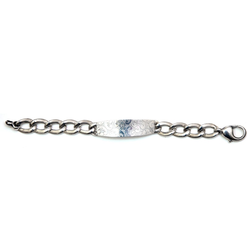 Sterling Silver Engraved ID Bracelet - Etsy