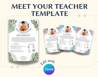 Meet Your Teacher! Personalized Teacher Introduction Template Printable ...
