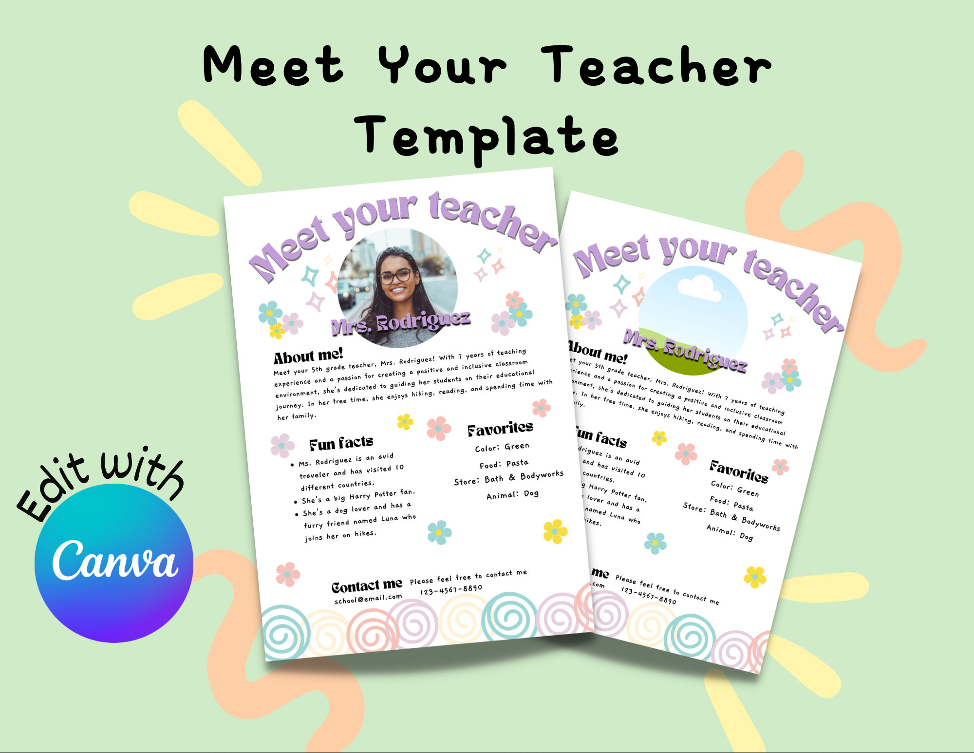 Meet Your Teacher! Personalized Teacher Introduction Template Printable ...