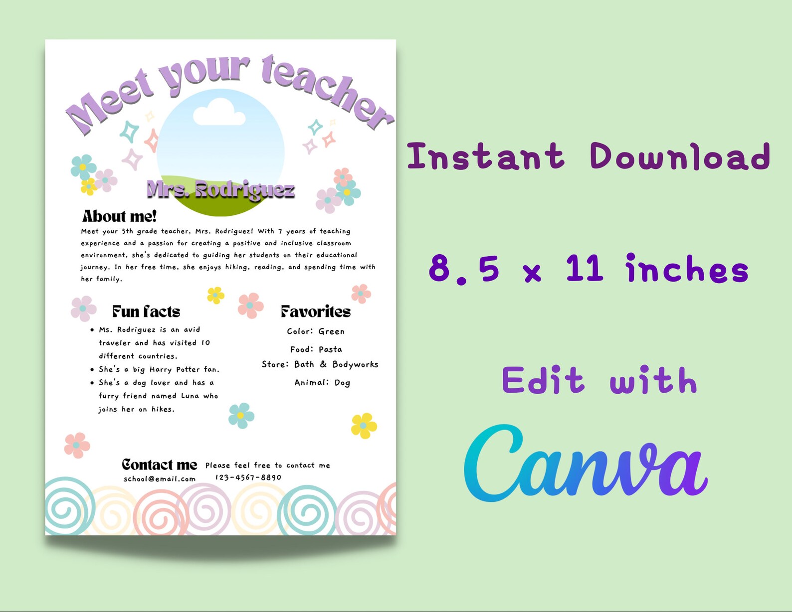 Meet Your Teacher! Personalized Teacher Introduction Template Printable ...