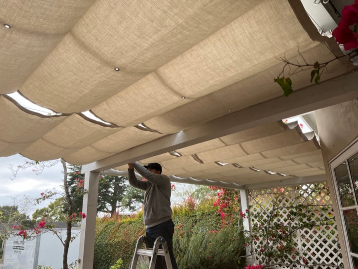 Custom Retractable Wave Pergola Canopy Kit 10 X 12 Patio Shade Cover ...